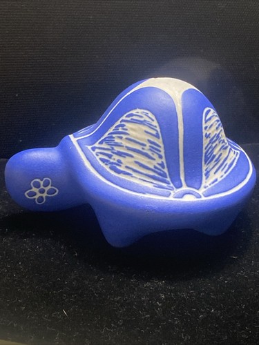 Pablo Zabal Chile Pottery TURTLE- Blue & White Studio Art - Signed ...