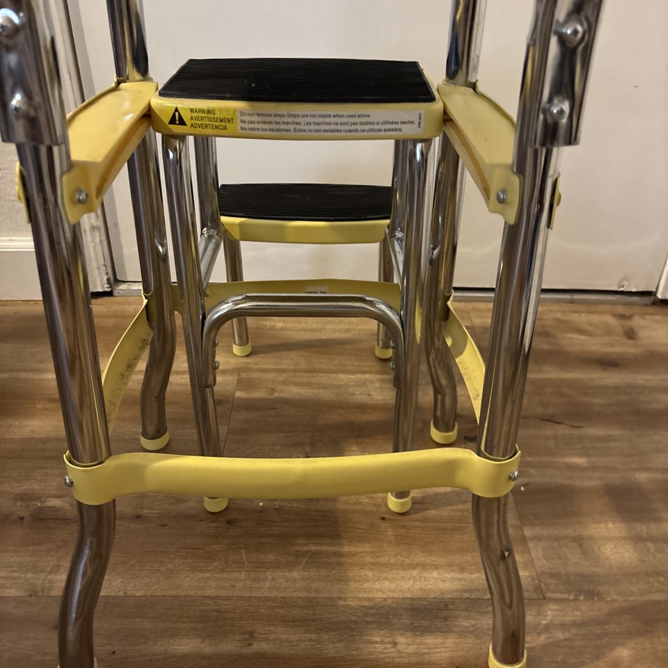 Vintage Cosco Vinyl Metal Two Step Kitchen Stool Chair Pullout MCM ...