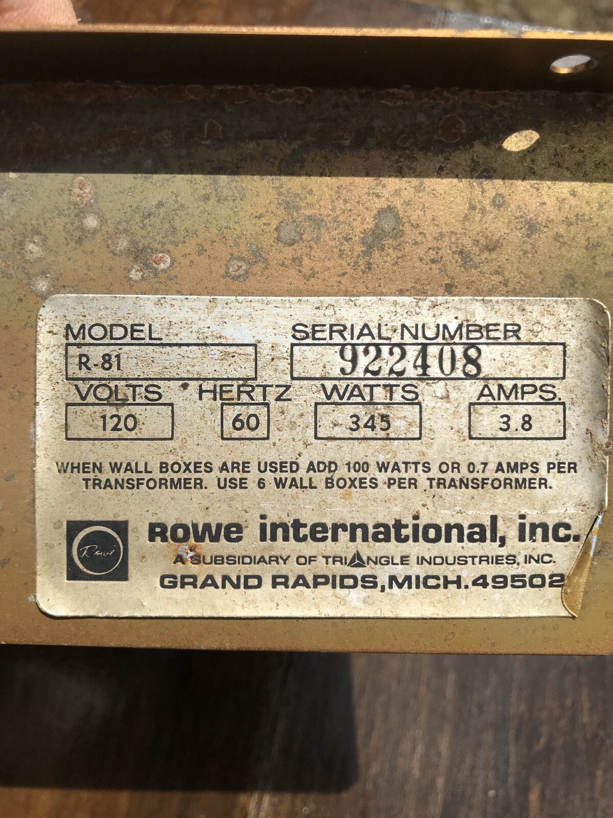 Vintage AMI Rowe Jukebox Model R81 Inside Lamp Switch 40 Watt | eBay