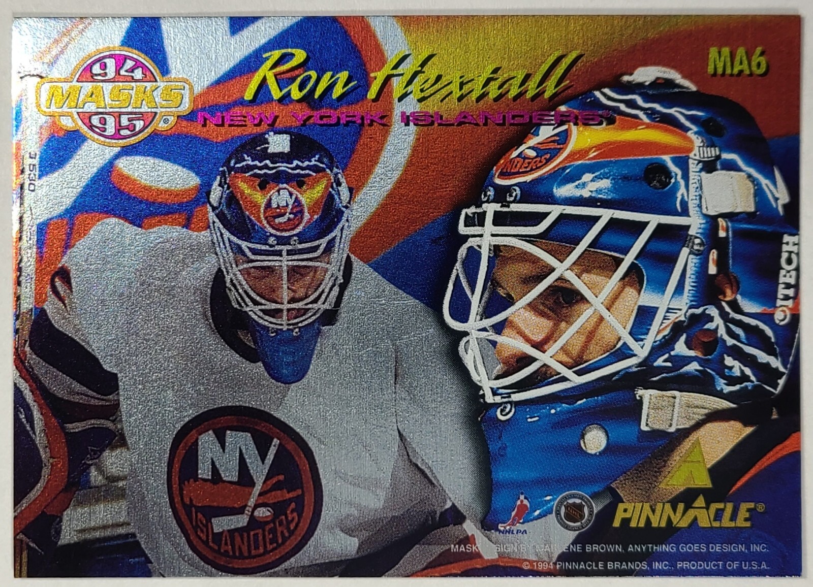 1994-95 Pinnacle Masks Ron Hextall Insert Card #MA6 New York Islanders ...