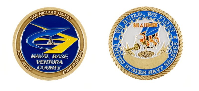 NAVY NAVAL BASE VENTURA PORT HUENEME POINT MUGU SEABEES CHALLENGE COIN ...