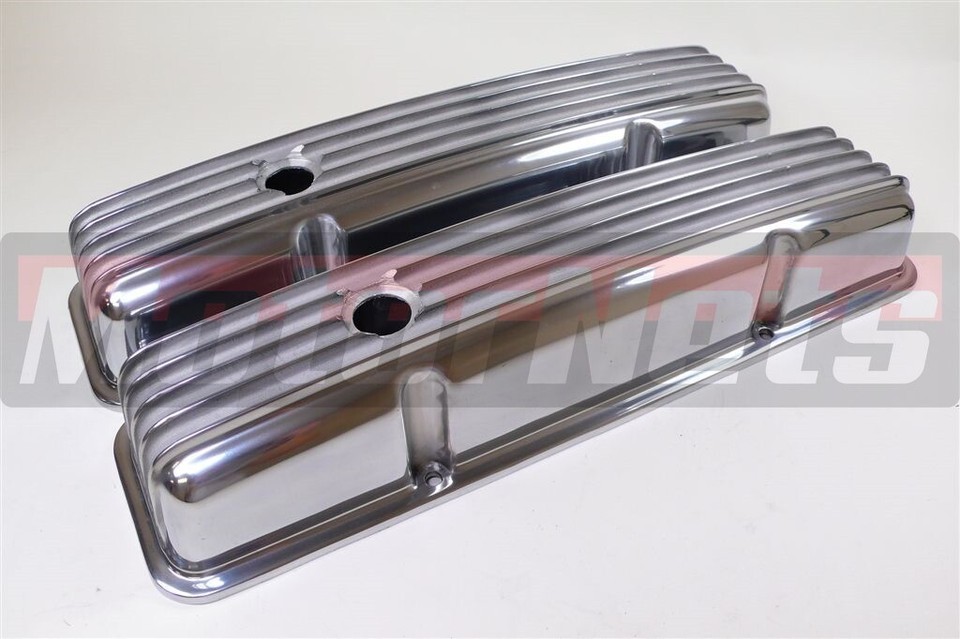 Chevy SBC Short 12" Full Finned Polished Aluminum Engine Dress Up Kit ...