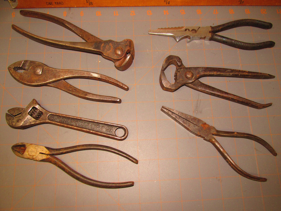 Lot Pliers Old Barn Tools Find Channelock Mitchell Diamond Heller ...