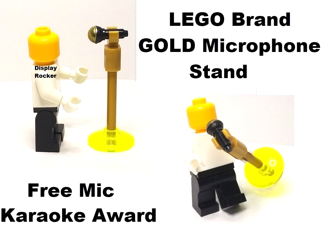 LEGO Gold Microphone Stand with Mic Gold Screen Black Rock Star Band ...