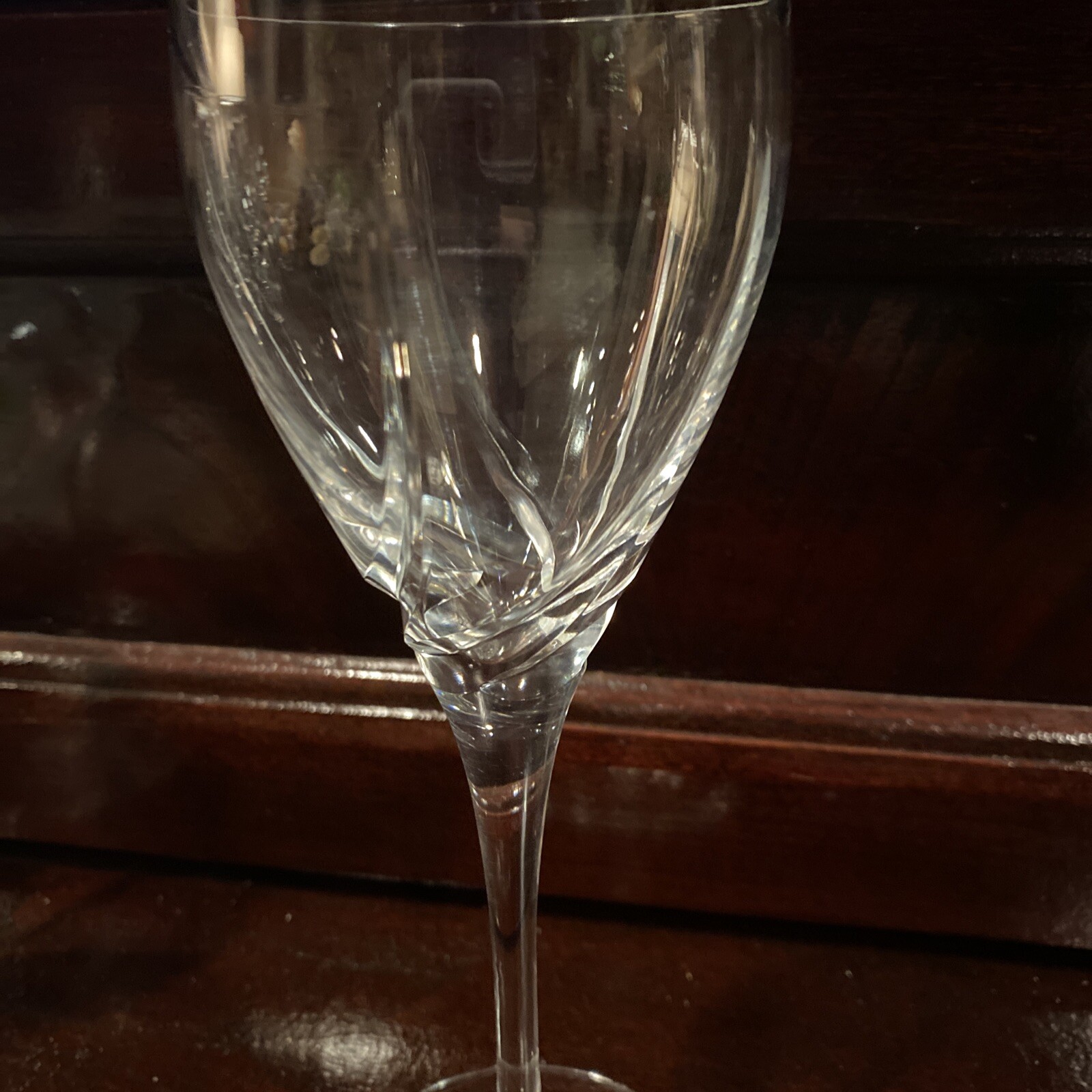 Lenox Crystal - SEA SWIRL Design - 7 5/8" Tall Wine Glass Signed Cut ...