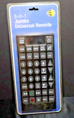 Jumbo Remote Control Universal Big Buttons Control 8 Devices Sealed Box ...