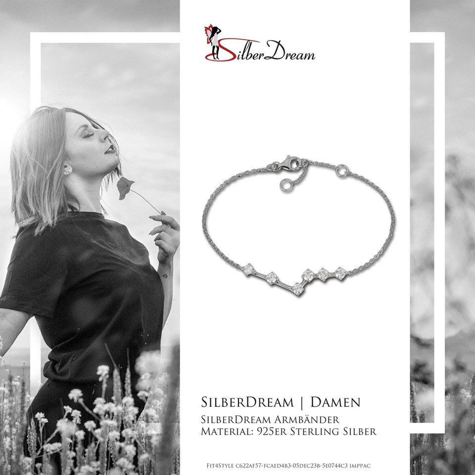 Silberdream Bracelet Blanc Argent Bijoux pour Femme Zircon 18,5 -21,5cm ...