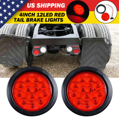 Pair 4" Red LED Tail Reverse Brake Lights for Kenworth Peterbilt Truck ...
