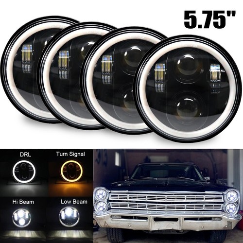 4PCS 5.75" 5-3/4 Round LED Headlights DRL Angel Eyes Projector Hi/Lo ...