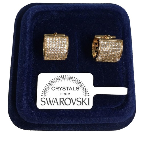 Cercles 12mm Boucles Homme Femme Pl.oro Jaune 18K Avec Cristaux ...