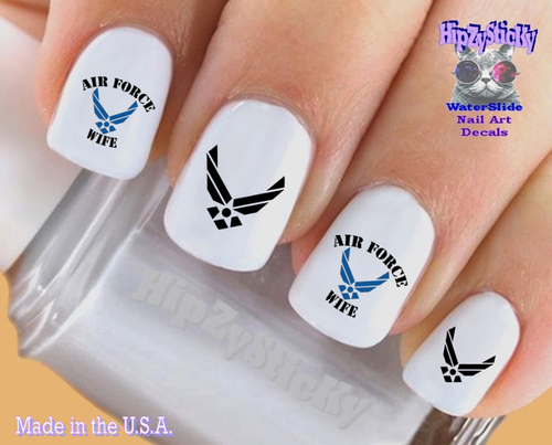 Nail Art 5611 MILITARY Air Force WIFE Blk Wings Waterslide Nail Decal ...