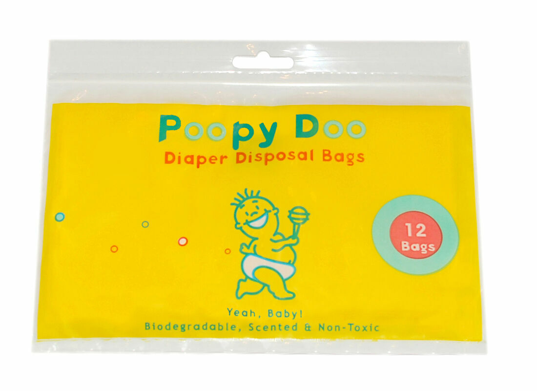 POOPY DOO DIAPER DISPOSAL BAGS IN RESEALABLE POUCH (12 Packs of 12=144 ...