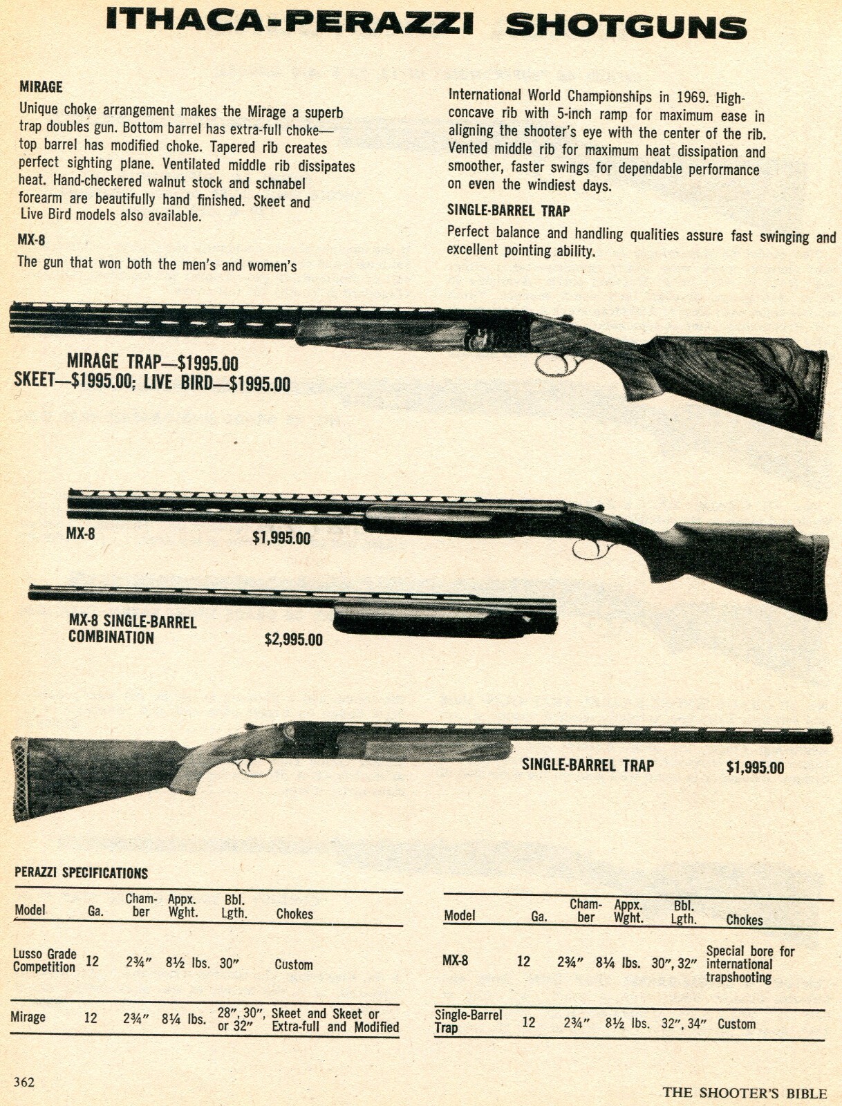 1976 Print Ad of Ithaca Perazzi Mirage Trap & MX-8 Shotgun | eBay