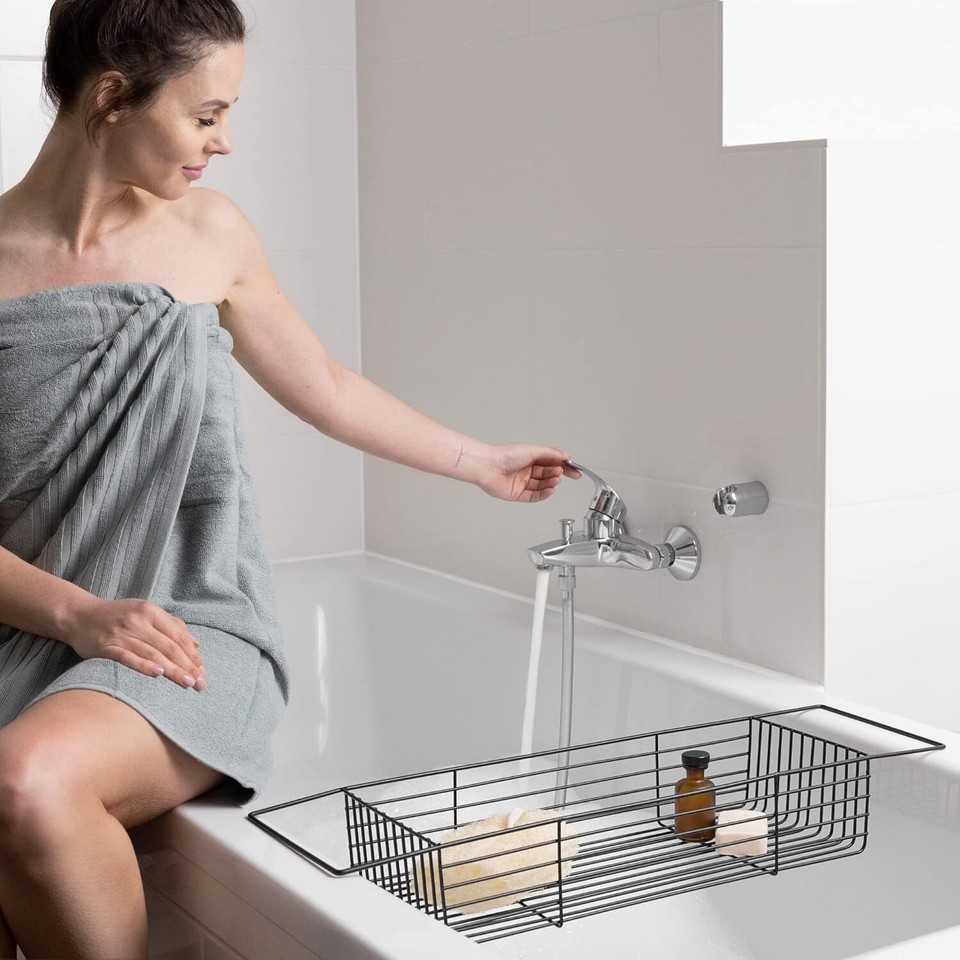 Navaris Wire Bath Tray - Metal Bathtub Caddy Rack - Over Tub Black | eBay