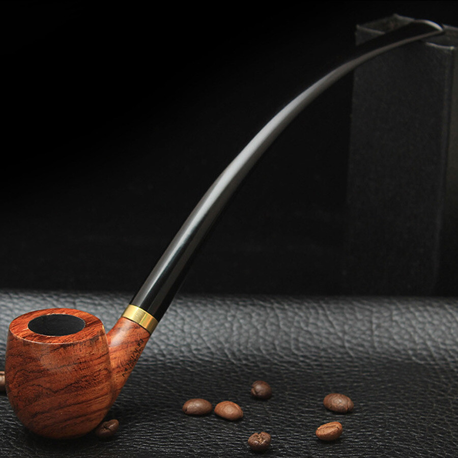 9'' Rosewood Smoking Pipe Long Handle Classic Bent Stem Tobacco ...