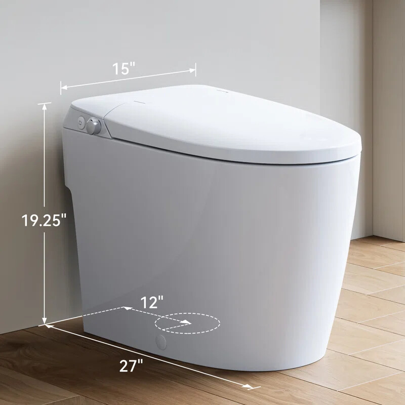 Power-free Smart Toilet with Bidet,Soft Open and Close, ADA seat ...