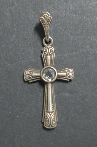 Antique Religious Crucifix Cross Blue Spinel Gemstone Pendant 835 ...