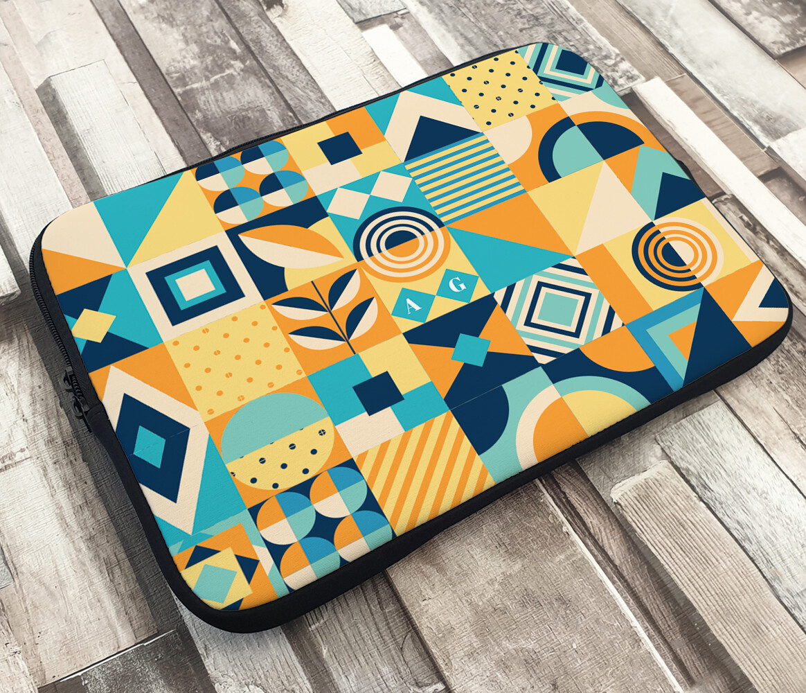 Personalised Subtle Mosaic Monogram Laptop Sleeve ACER, HP, CHROMEBOOK ...