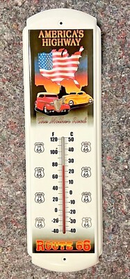 17" Route 66 America's Highway Mother Road Hot Rod Thermometer / FREE ...