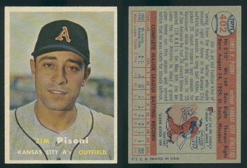 (47350) 1957 Topps 402 Jim Pisoni Athletics-NM | eBay