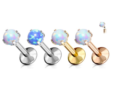 Opal Prong Synthetic Grade 23 Titanium Labret Ear Stud 16g Internal ...