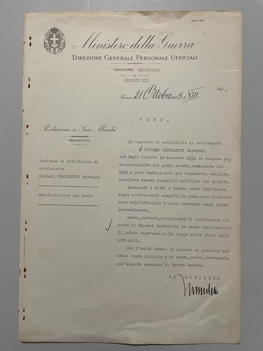 1935 Benito Mussolini Signed Autographed Italian Ministry of War ...