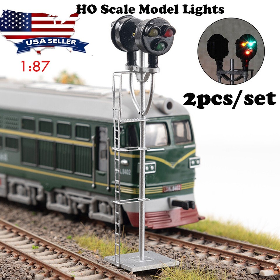 2PCS HO Scale Model Tri-Lights Block Signal Fine Made Metal 2 Opposite ...