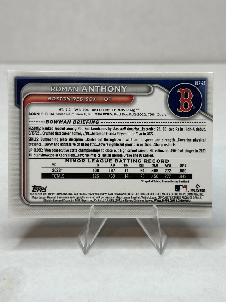 2024 Bowman #BCP-22 Roman Anthony Chrome Prospects | eBay