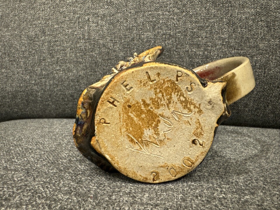 Phelps Pottery Mug Signed Studio Art Pottery Monster Ugly Face Handmade ...