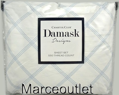 Charter Club Damask Designs Window Pane 550 Thread Count CAL KING Sheet ...