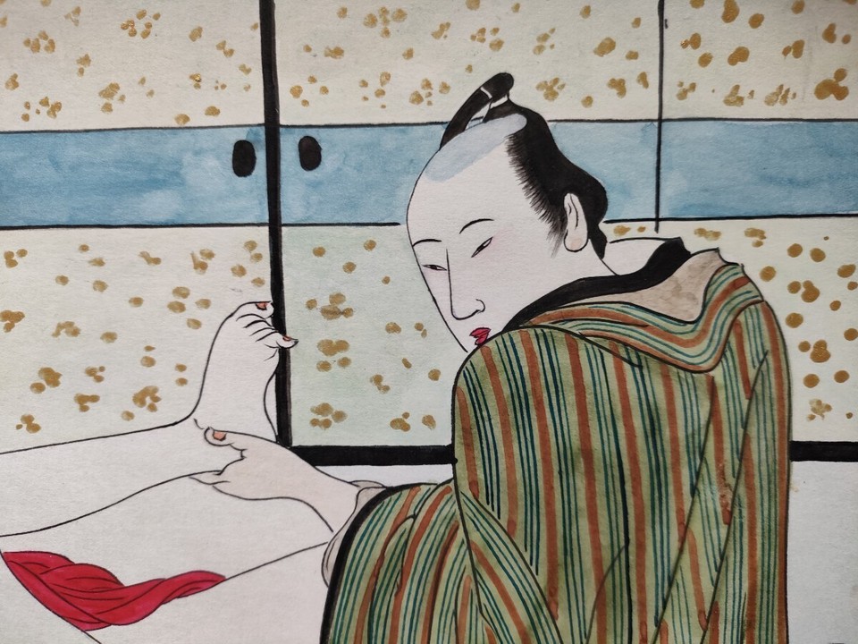 Ukiyo-E Shunga Genuine/Meiji period hand-painted shunga ukiyo-e erotic ...