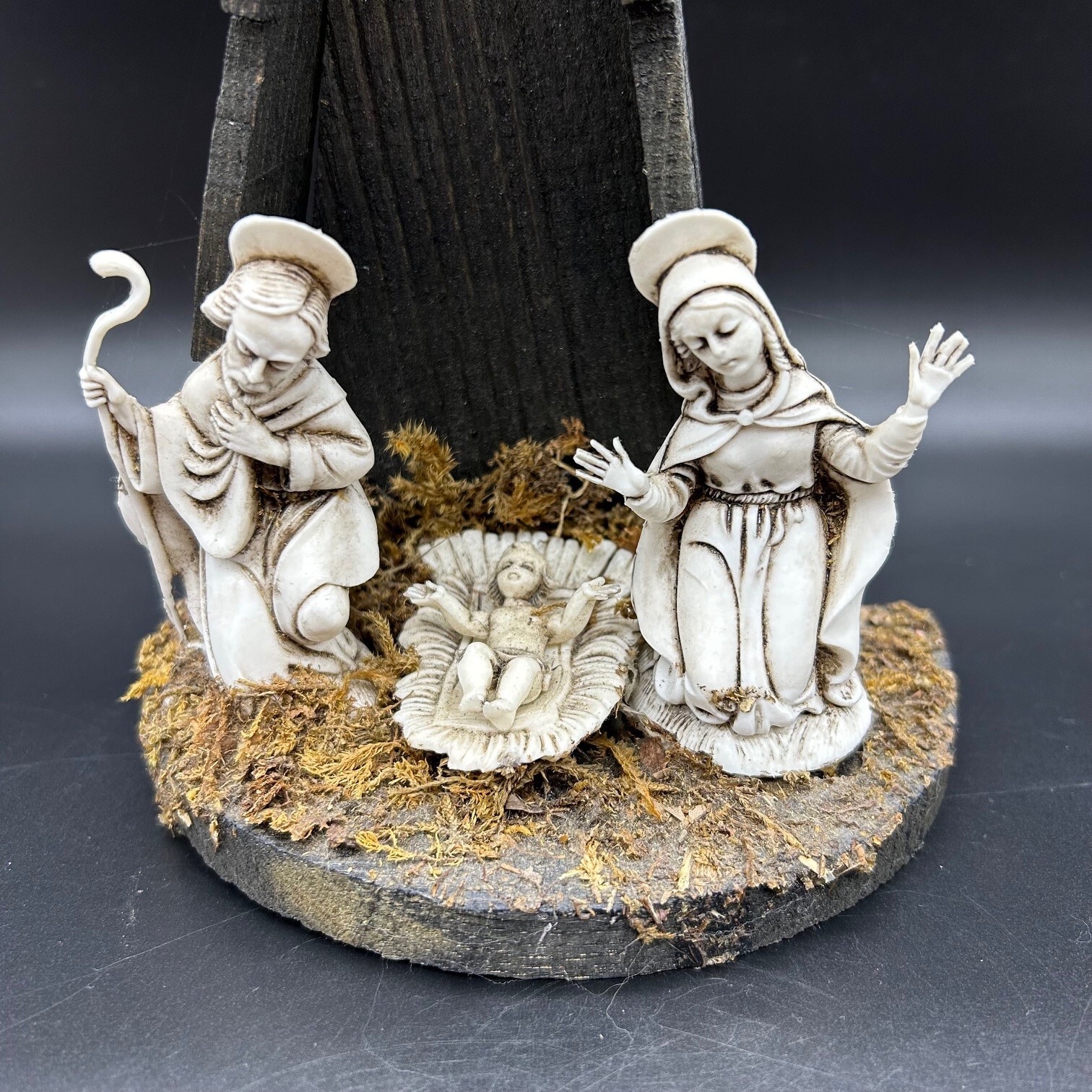 Vtg Fontanini Holy Family Nativity in Simple Wood Creche Made in Italy ...