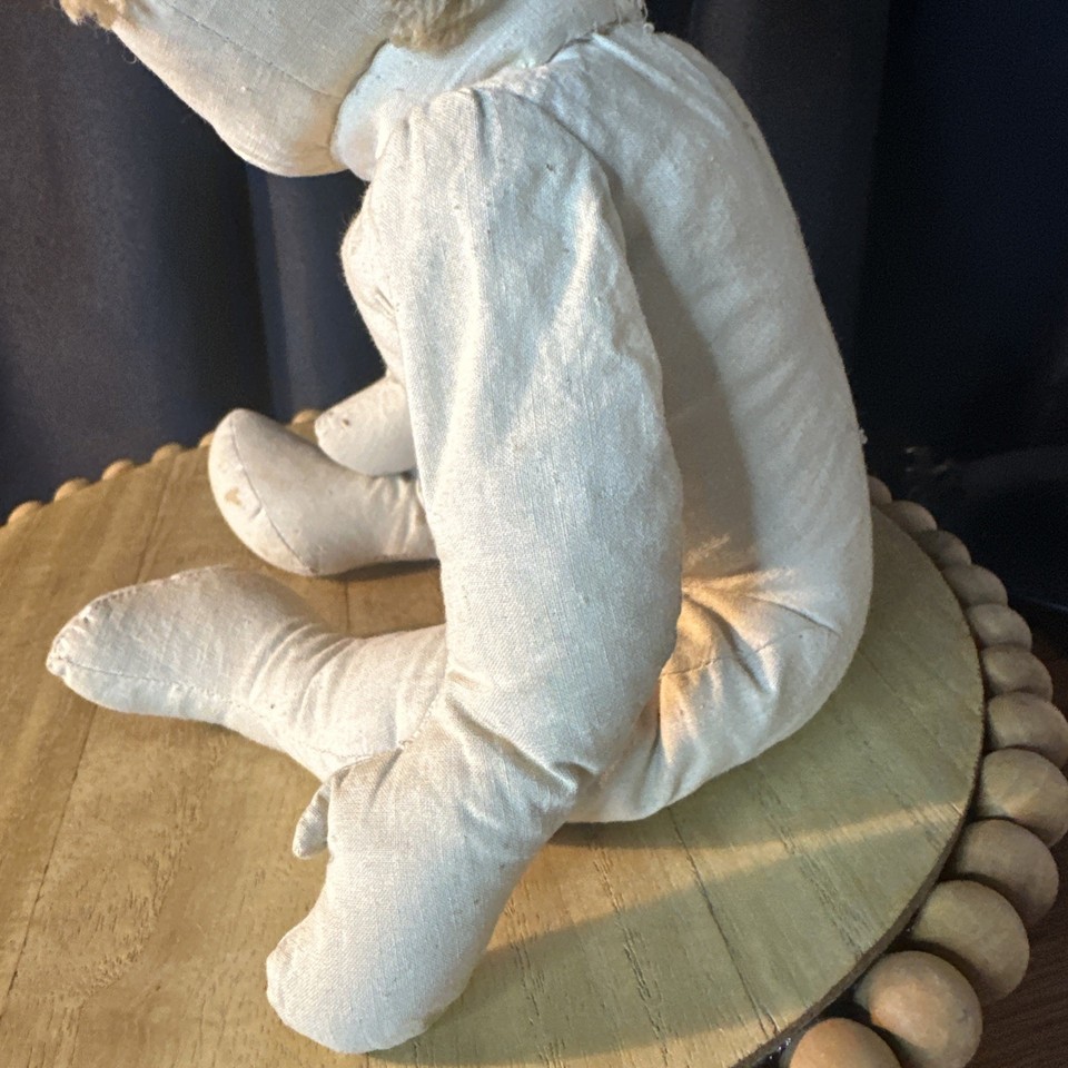 Antique Handmade Ragdoll Embroidered Face 20th C. Vintage Doll Rag Doll ...