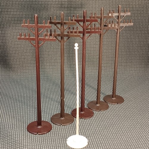Vintage Marx O Scale Brown Telephone Poles Plastic 5 Pcs + Flag Pole | eBay