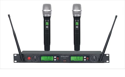 GTD 2 x100 Channel UHF Cordless Wireless Microphone Mic System 500 MHz ...