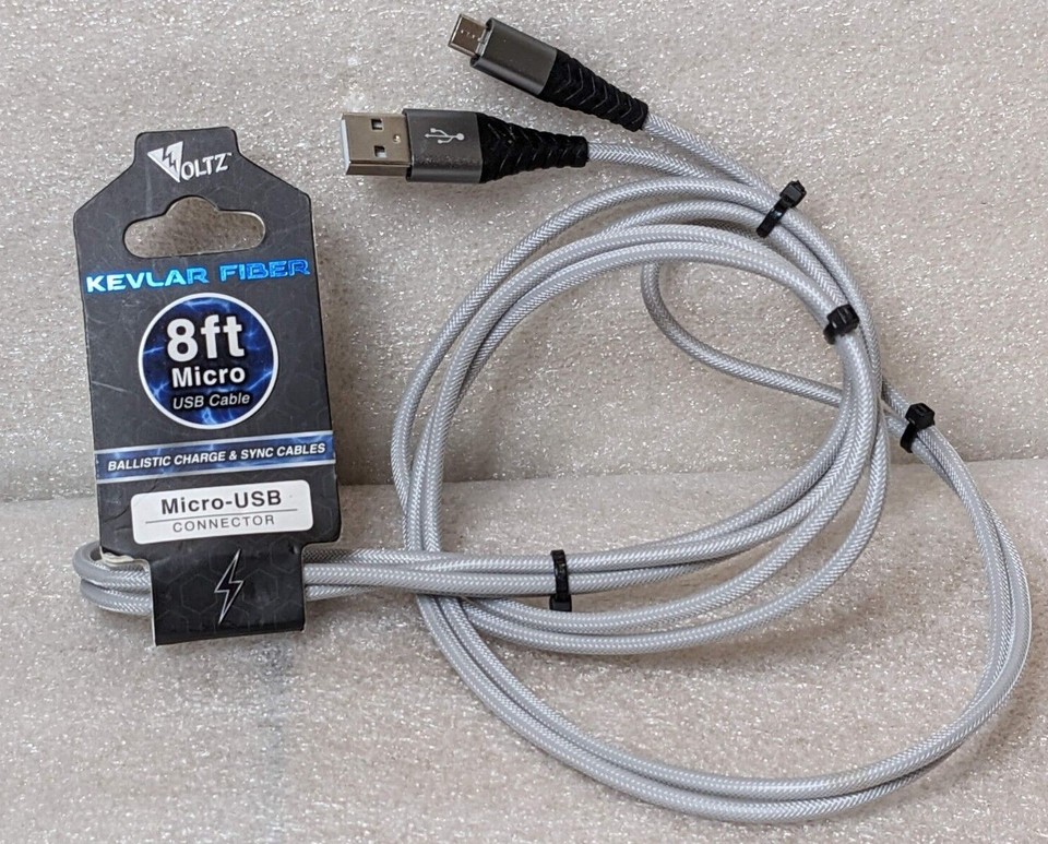 🔥NEW🔥 Voltz Kev-lar Fiber 8ft USB Cable - Apple iPhone/iPad or Micro ...