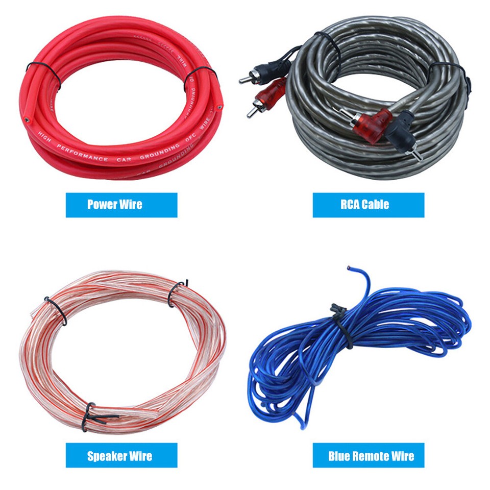 2300W 4 Gauge Car Audio Cable Kit Amplifier Install Amp RCA Subwoofer ...
