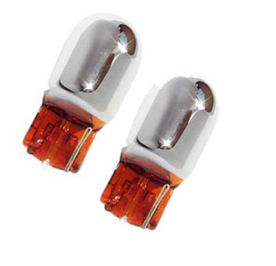 Pair 582 7440 T20 Chrome/Silver Amber Indicator Bulbs Lighting Part ...