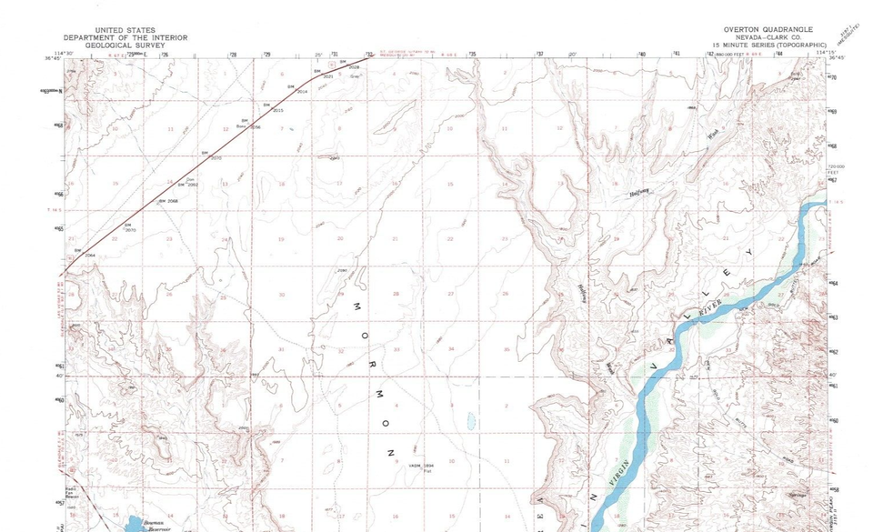Overton Quadrangle, Nevada 1958 Topo Map USGS 15 Minute Topographic | eBay