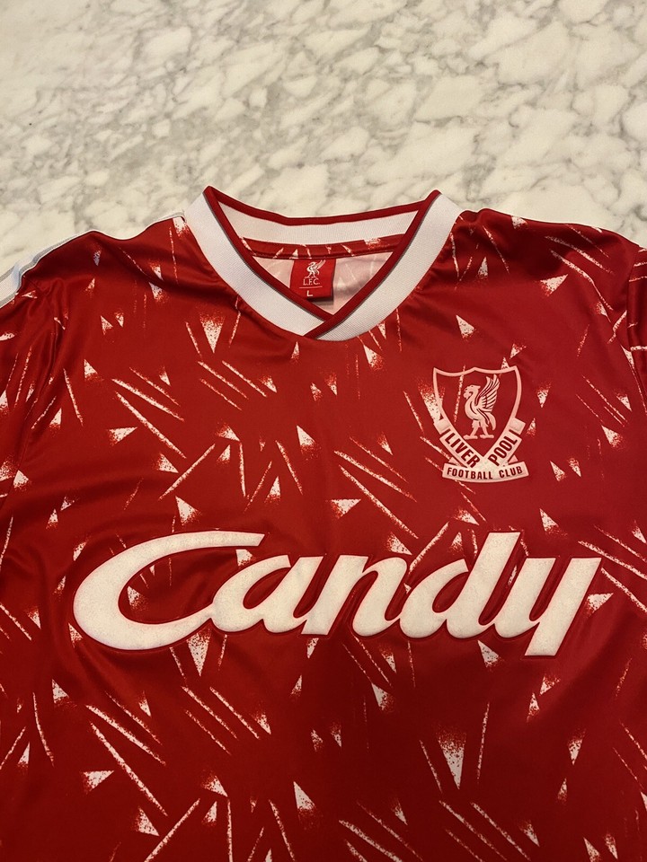 Liverpool FC Home Jersey 1989 1990 1991 Candy LFC Remake Size Large Red ...