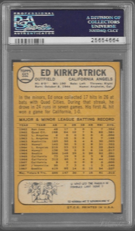 1968 Topps #552 Ed Kirkpatrick, California Angels PSA 8 NM-MT | eBay