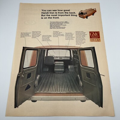 1965 GMC Handi-Van Vintage Print Ad 10"x13.5" doors open inside view | eBay