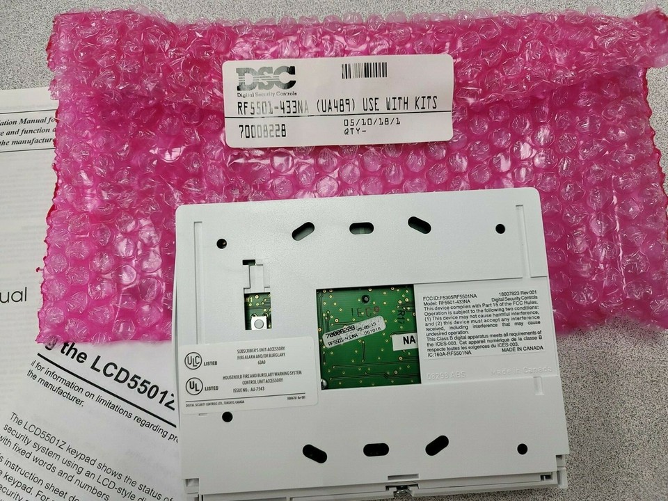 DSC RF5501-433 Fixed Message Keypad PowerSeries with Wireless Receiver ...