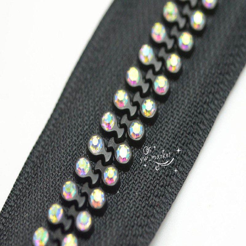 Rhinestone Zipper 60cm 2row Silver Gold Crystal AB Clothes Jacket Sew ...