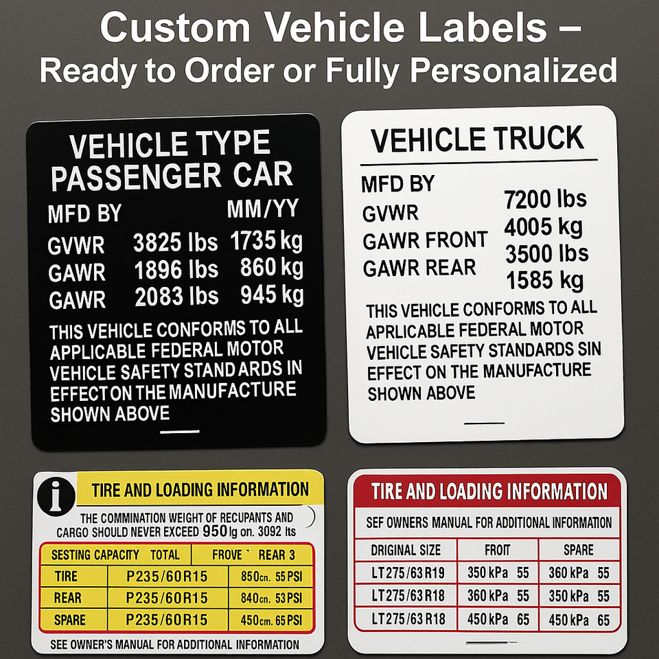 Custom Vehicle Labels – Black or White Style | eBay