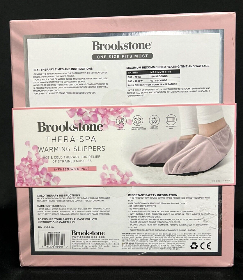 NEW Brookstone Thera-Spa Warming Slippers in Blush Pink, Rose Infused ...