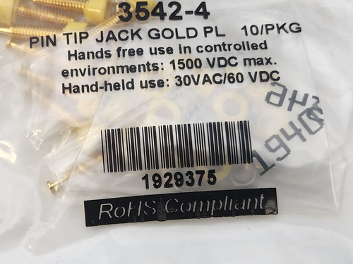Pomona 3542-4 Yellow Pin Tip Jack Gold PL Pack Of 10 New open box. | eBay
