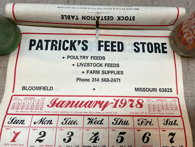 Patrick's Feed Store Calendar Bloomfield MO 1978 Collectible Decor Rare ...