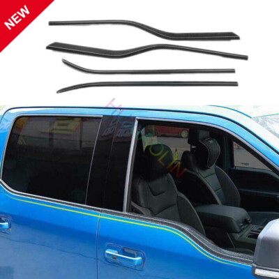 For Ford F-150 15-20 Steel Carbon Fiber Car Window Cover Trim Strip ...