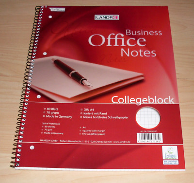 Collegeblock Block kariert mit Kästchen DIN A4 80 Blatt 4 fach gelocht ...